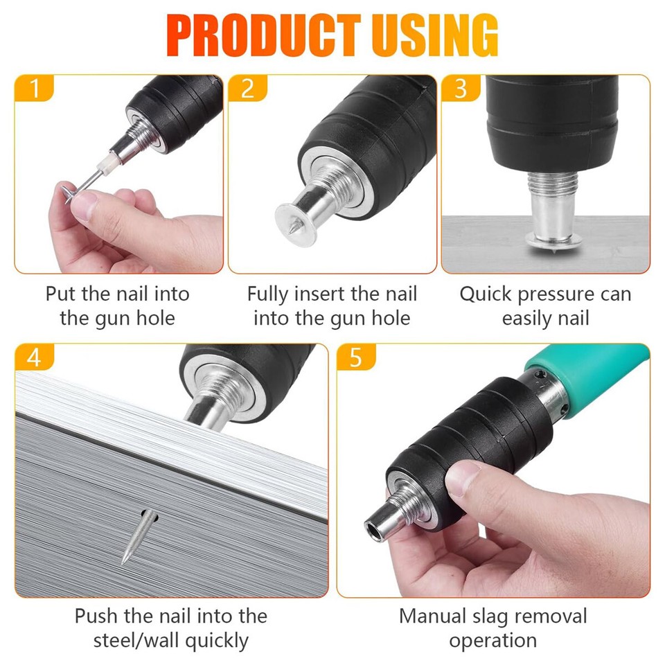 Portable Handheld Manual Steel Nail Gun tool 5 Speed Adjustable with ...