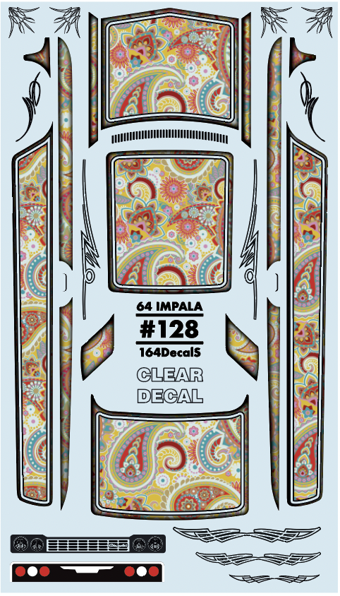 '64 IMPALA LOWRIDER WHITE & CLEAR Waterslide Decals 1/64 CUSTOM #128 | eBay