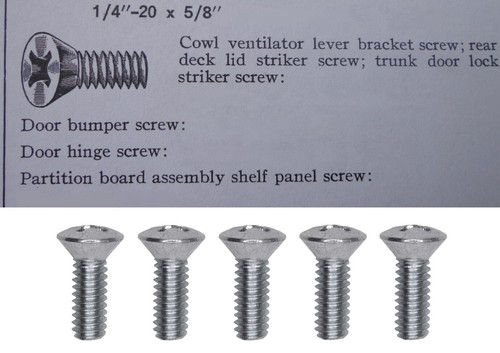COWL/DECK/TRUNK/DOOR/HINGE SCREWS FOR 30's-50's MOPAR PLYMOUTH NASH ...
