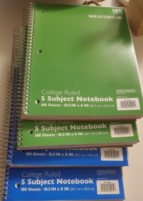 Wexford 5 subject notebook - college ruled- 180 sheets | eBay