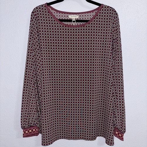 Max Studio Women’s 3X Blouse Multicolor Geometric Print Long Sleeve ...