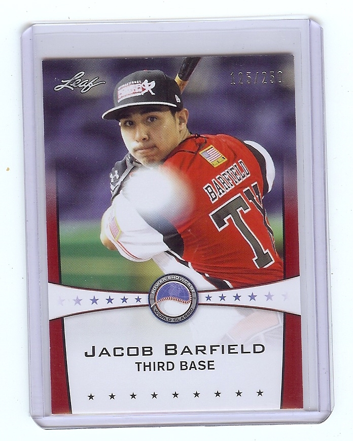 JACOB BARFIELD 2013 Leaf *POWER SHOWCASE* Ruby Version #d Card RC xx ...