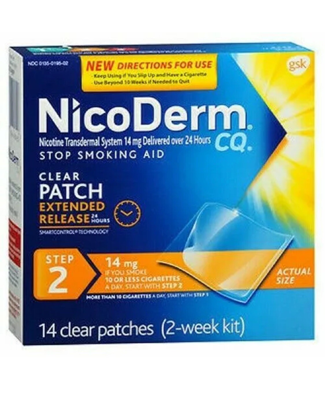 Nicoderm CQ Nicotine Patches Step 2 - 14mg - 14pcs - 2 Week Kit Ex 8/26 ...