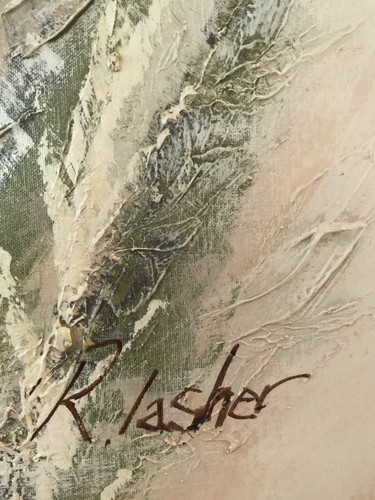 Original R Lasher Signed Floral Oil on Canvas Painting ( Large 36”x36 ...