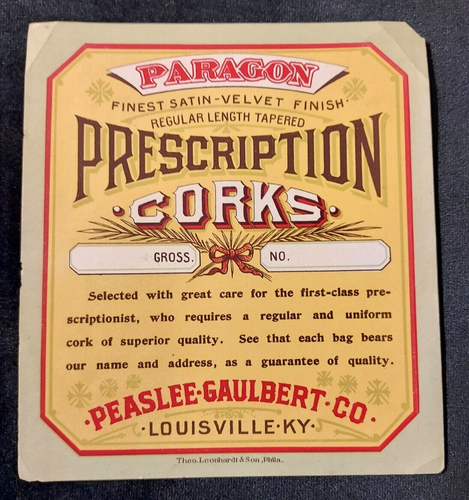 Old Quack Medicine Label Paragon Prescription Corks Peaslee Gaulbert ...
