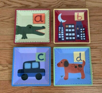 Pottery Barn Kids Alphabet ABCD Plates (Qty 4) | eBay