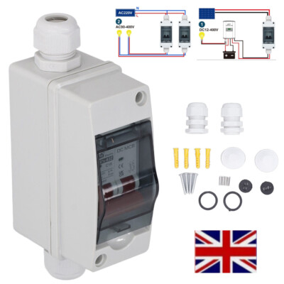 Solar DC Circuit Breaker Box DC12-400V 16A 2 Pole Electrical Isolator ...