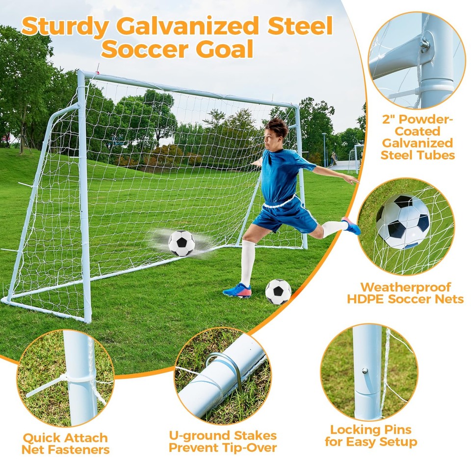 Soccer Goal 12x6,10x6.5, 8x6, 6x4FT Soccer Goals for Backyard Metal ...