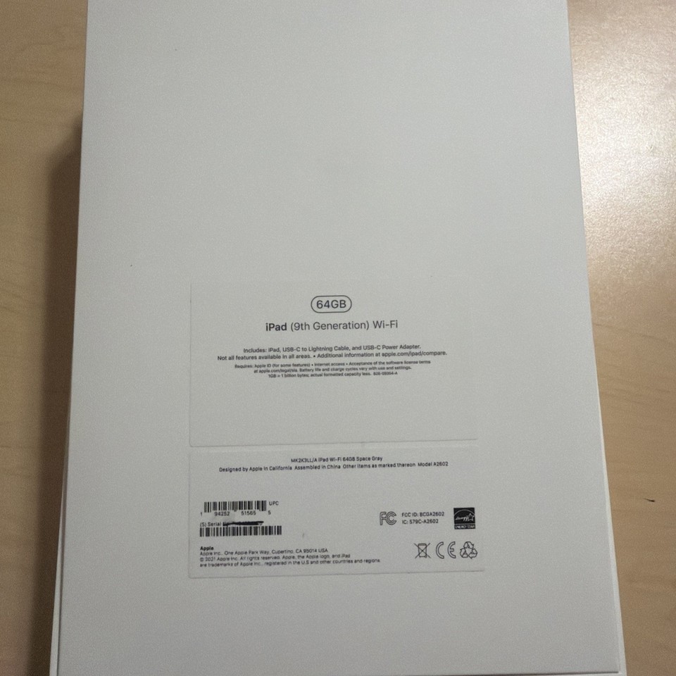 EMPTY BOX ONLY iPad 9th Generation A2602 Wi-Fi 64GB 10.2 Space Gray ...