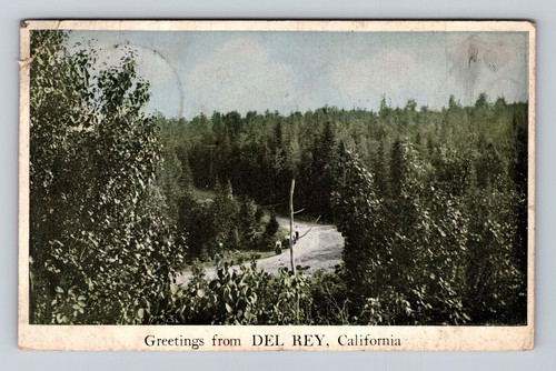Del Ray CA-California, Greetings, Treelined Roadway, Antique Vintage ...