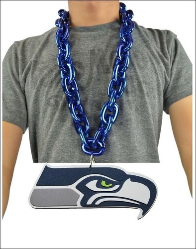 New NFL Seattle Seahawks Big Fan Chain Blue Necklace Foam Made in USA ...