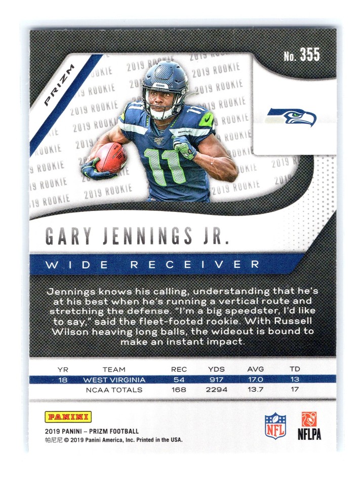 2019 Prizm Football #355 Gary Jennings Jr. RC Red White and Blue Prizm ...