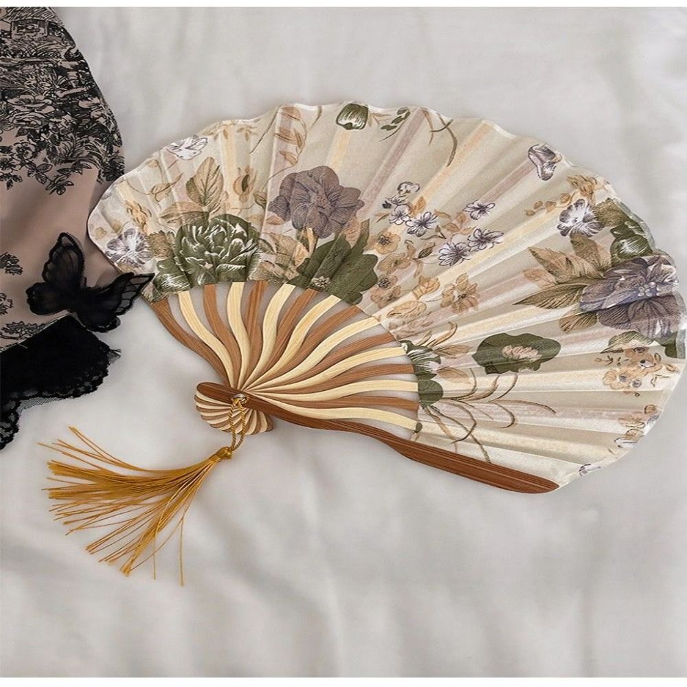 Colorful Vintage Folding Fan Shank Classical Dance Fan Clothing ...
