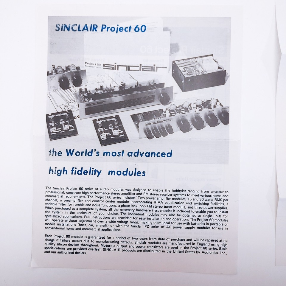 Sinclair project 60 Z.30 Z.50 IC 12 Vintage HiFi Audio Amplifier dealer ...