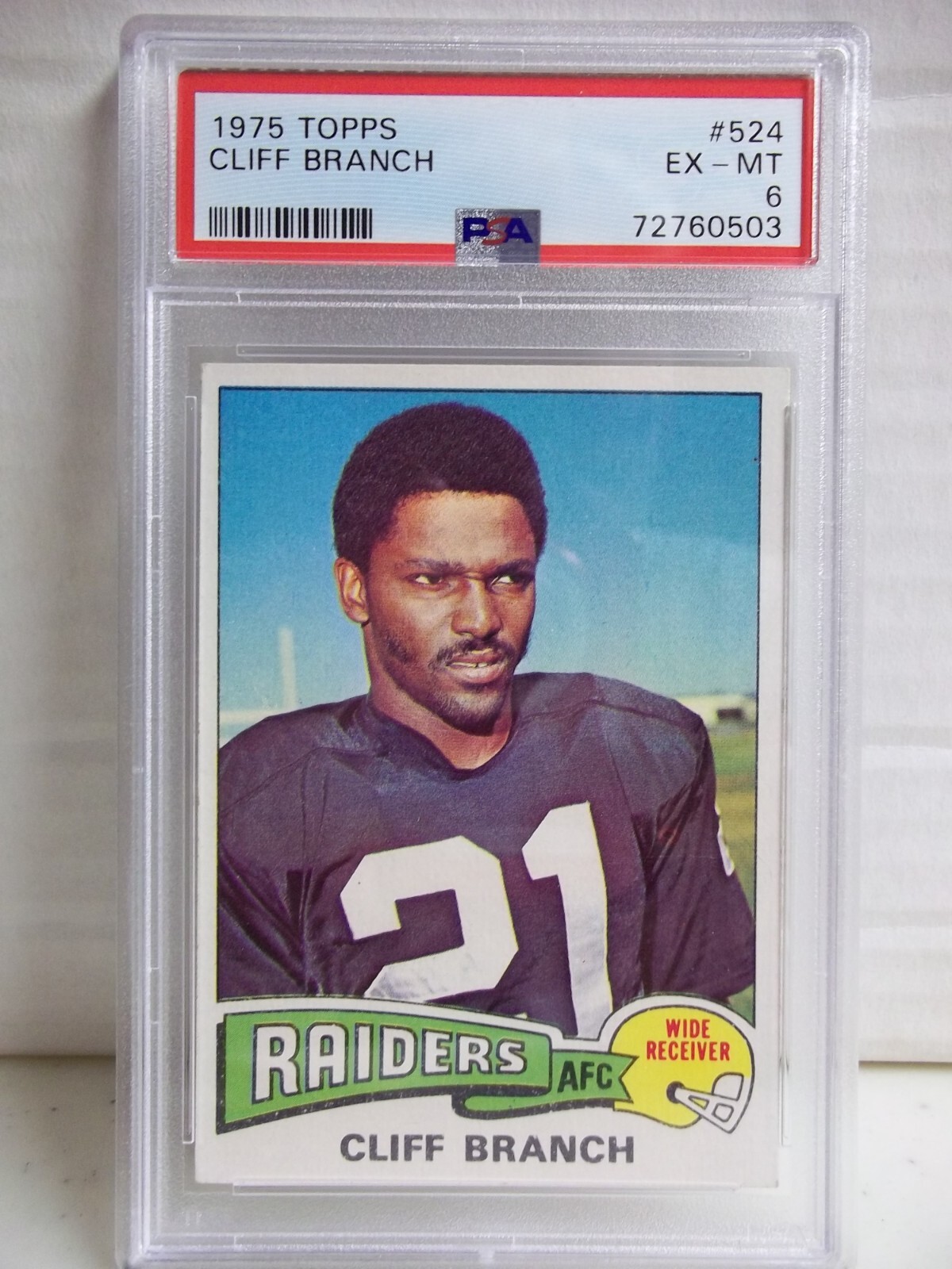 1975 Topps Cliff Branch Rookie PSA EX-MT 6 Card #524 NFL Oakland ...