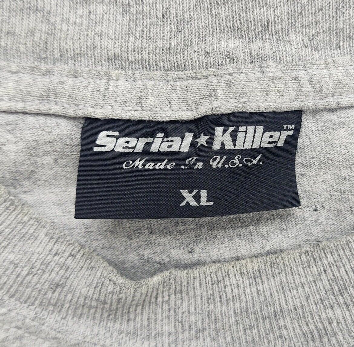 Vintage Pulp Fiction Gray Serial Killer Shirt Size XL - Gem