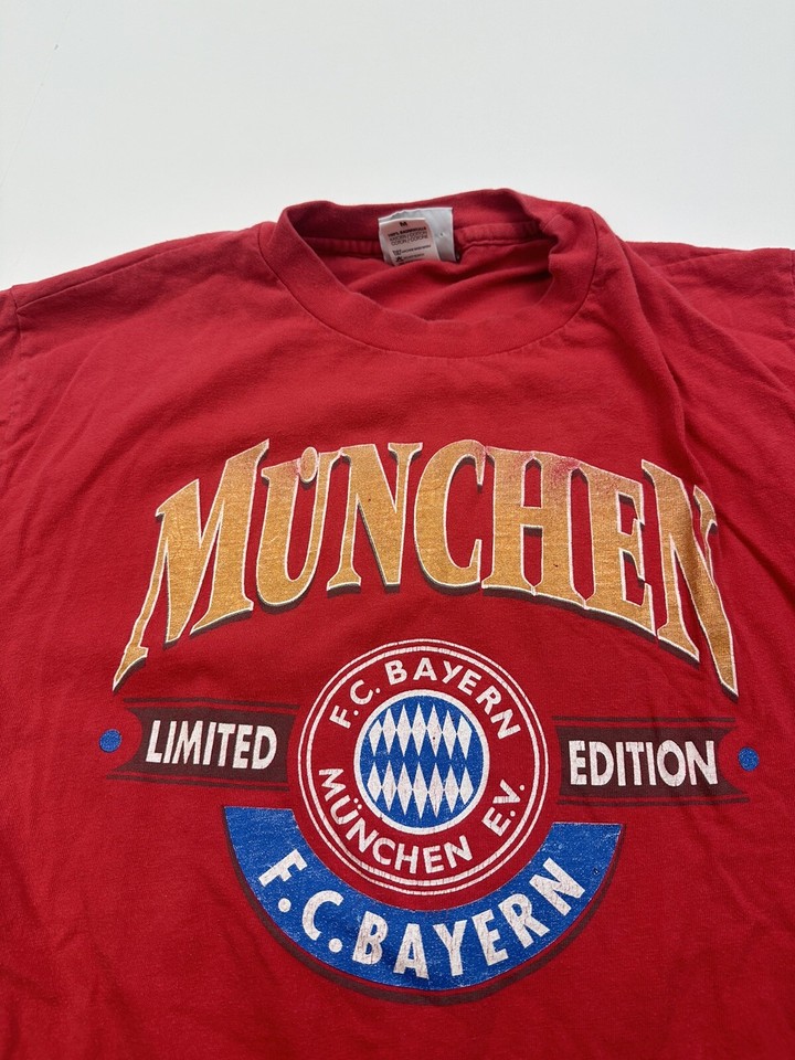 Vintage Bayern Munich FC T Shirt 90s Size Medium Red | eBay