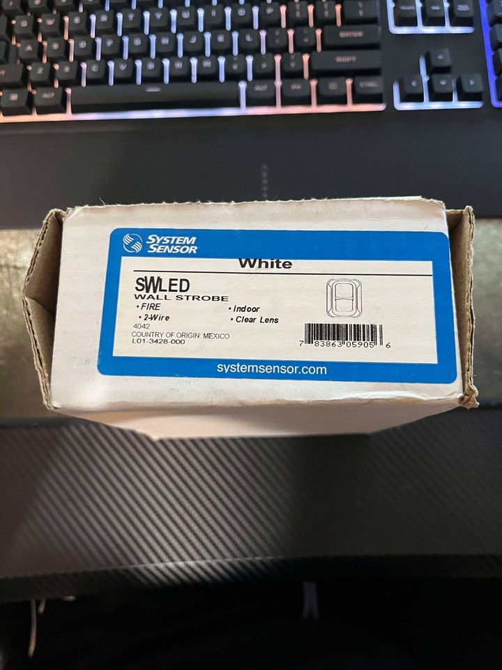 System Sensor SWLED Wall Strobe White Finish 2 Wire Indoor Clear Lens ...