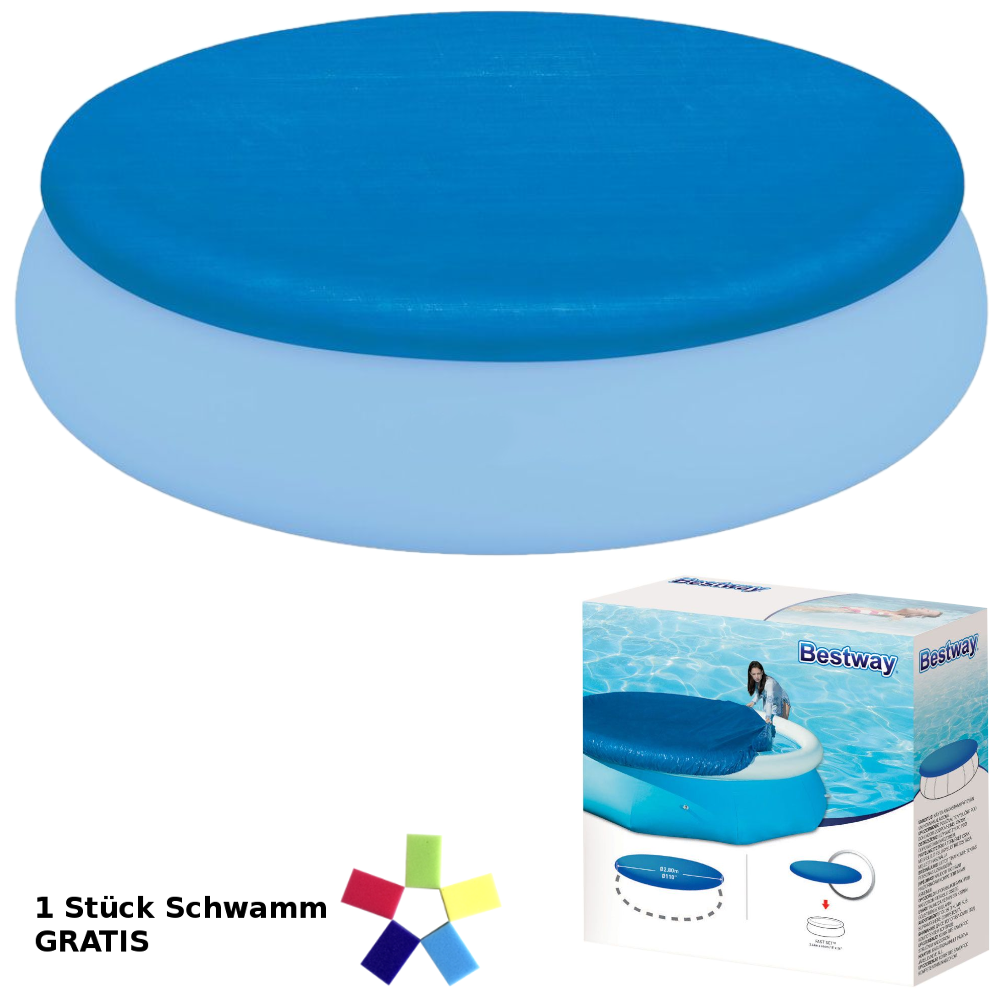 Bestway Poolabdeckung für Pools rund Abdeckplane Plane Abdeckfolie Blau ...