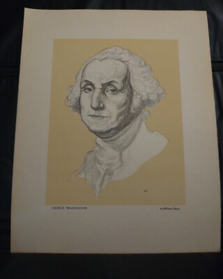 Vintage 1950's George Washington Lithograph Sketch by artist William ...