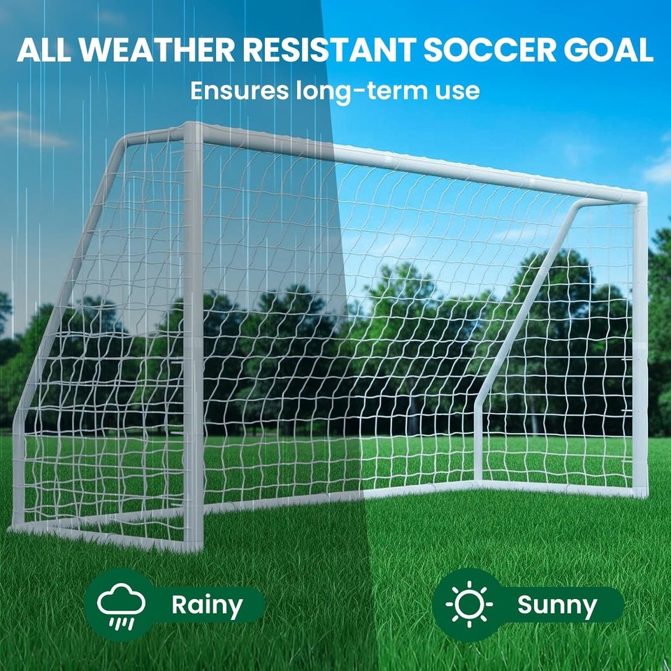 12x6/10x6/8x6/6x4FT Soccer Goals, Portable & Weatherproof HPVC Soccers ...