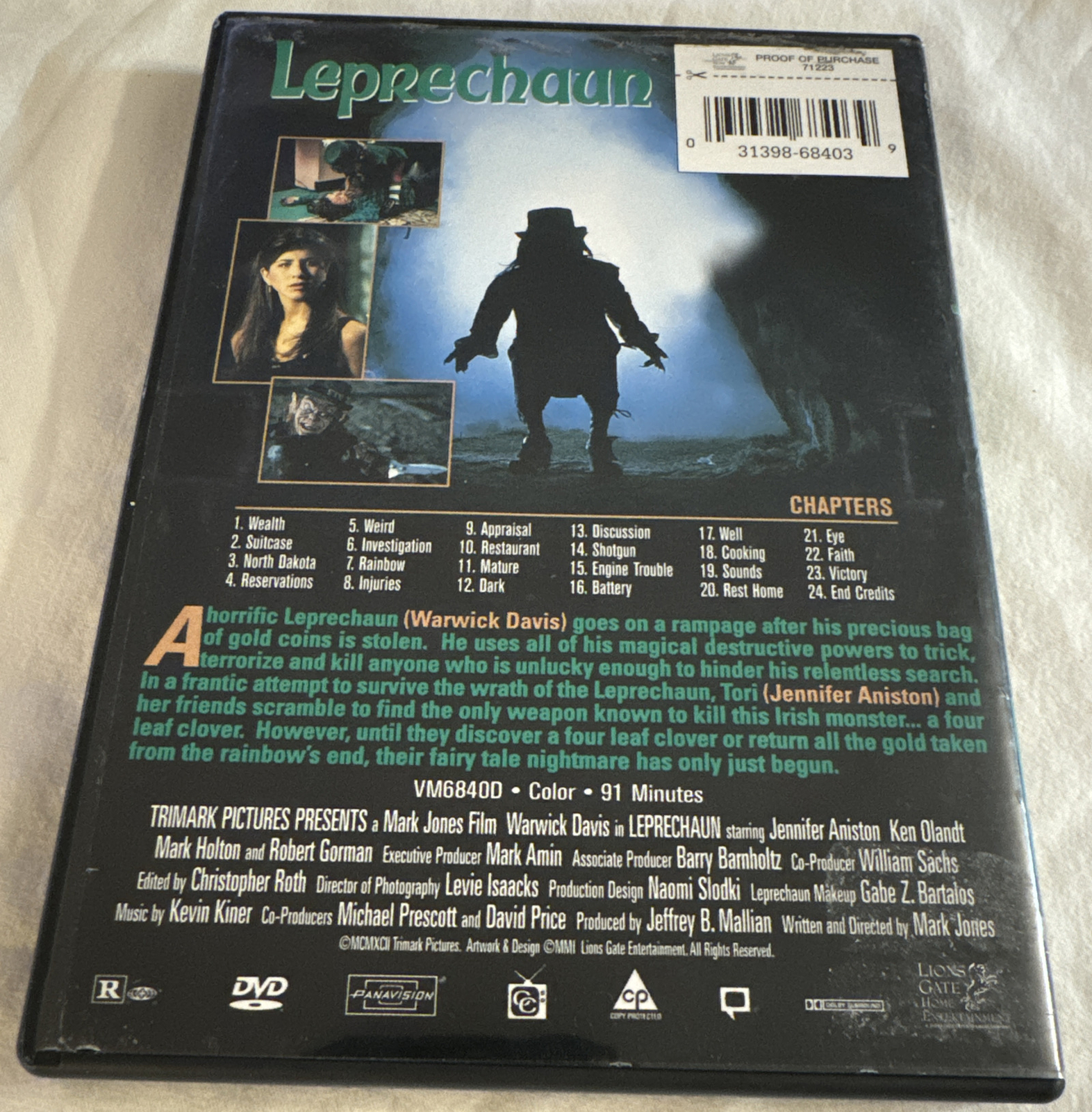 Leprechaun (DVD, 2001) Tested Jennifer Aniston Warwick Davis (1992 ...