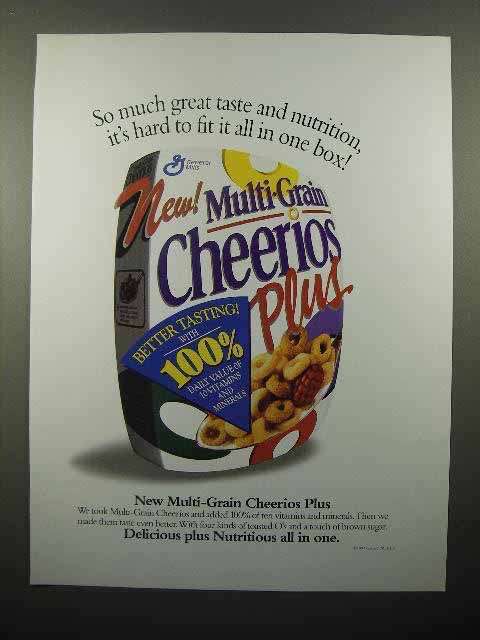 1997 General Mills Multi-Grain Cheerios Plus Cereal Ad | eBay