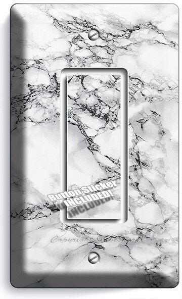 WHITE ITALIAN MARBLE STYLE LIGHT SWITCH OUTLET PLATE ROOM KITCHEN ...