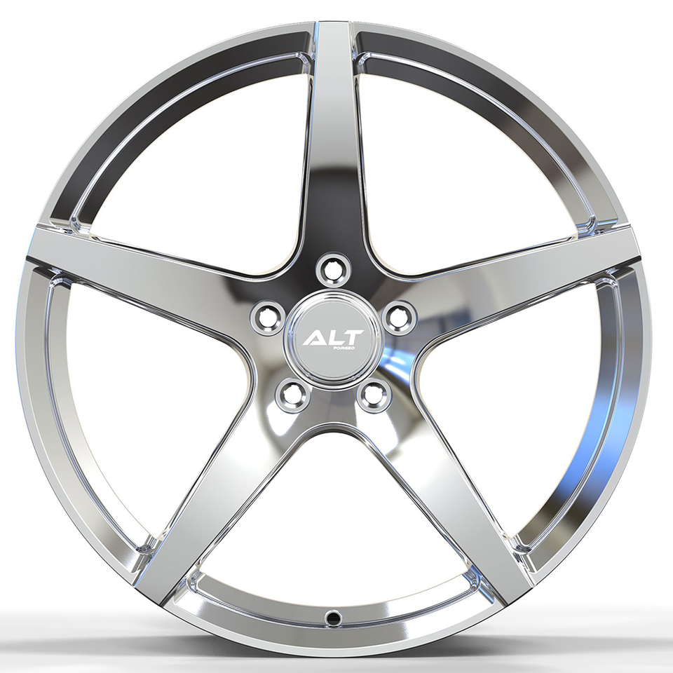 19" ALT ALT25 Forged 5 Spoke Chrome Wheels Ford Mustang GT S550 S650 ...
