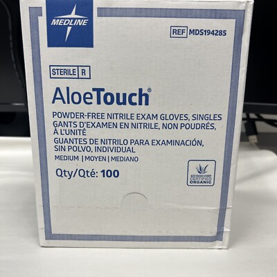 400 Gloves - Medline Medium AloeTouch Powder Free Nitrile Exam Gloves ...