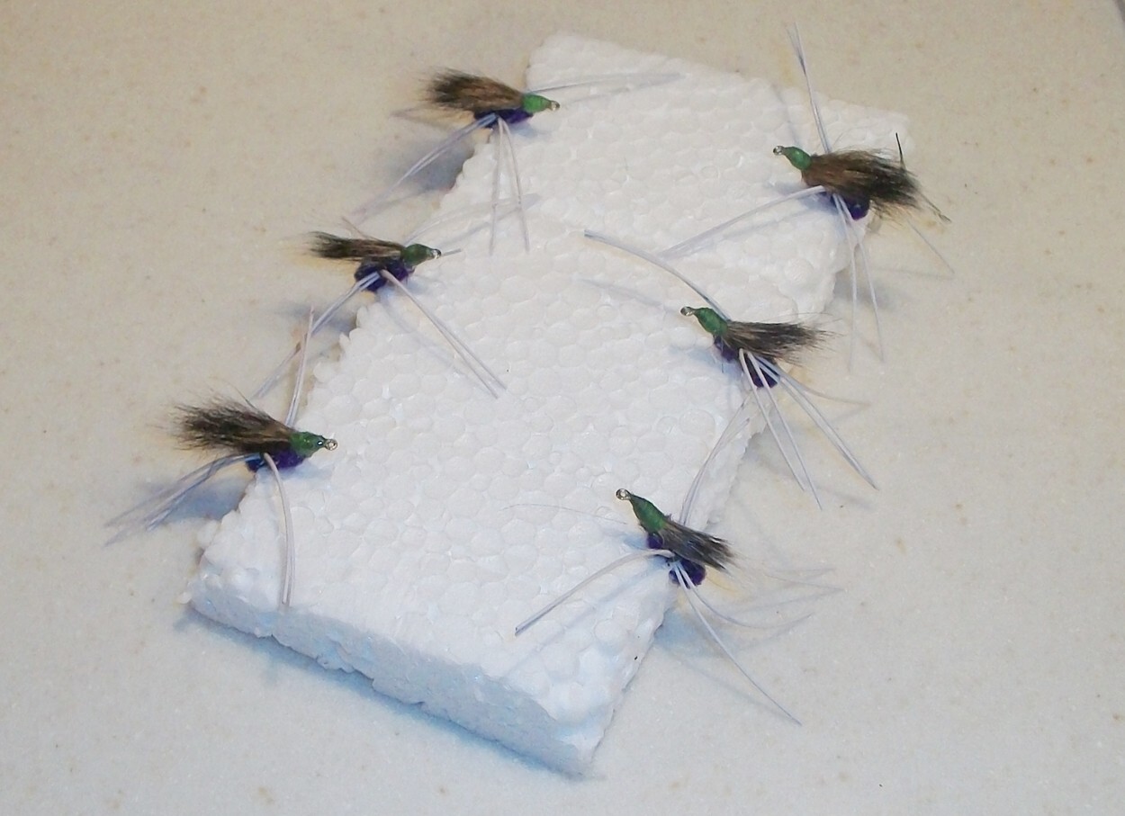 6 Antron Purple Bream Killers. A great Bluegill and Brim Fly. #10 Hook ...