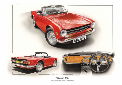 TRIUMPH TR6 TR 6 2.5 STRAIGHT 6 1972 NEW PAINTING PRINT ART CHRISTOPHER ...