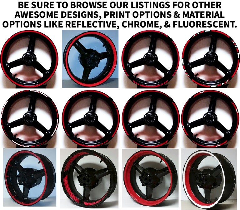SILVER CUSTOM MOTORCYCLE RIM STRIPES WHEEL TAPE DECALS STICKERS VINYL ...
