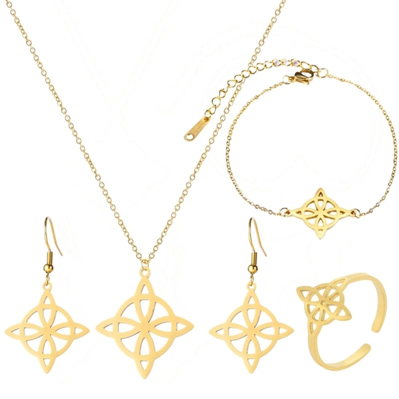 Fashionable Stainless Steel Jewelry Set Witchcraft Knots Pendant ...