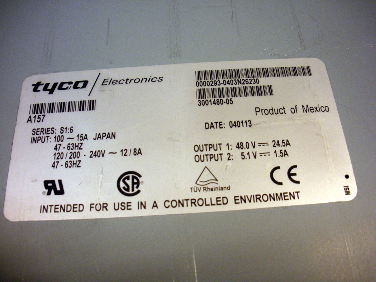 3001480-05 - SUN FIRE V480 POWER SUPPLY TYCO A157, 48.0V-24.5A / 5.1V-1 ...