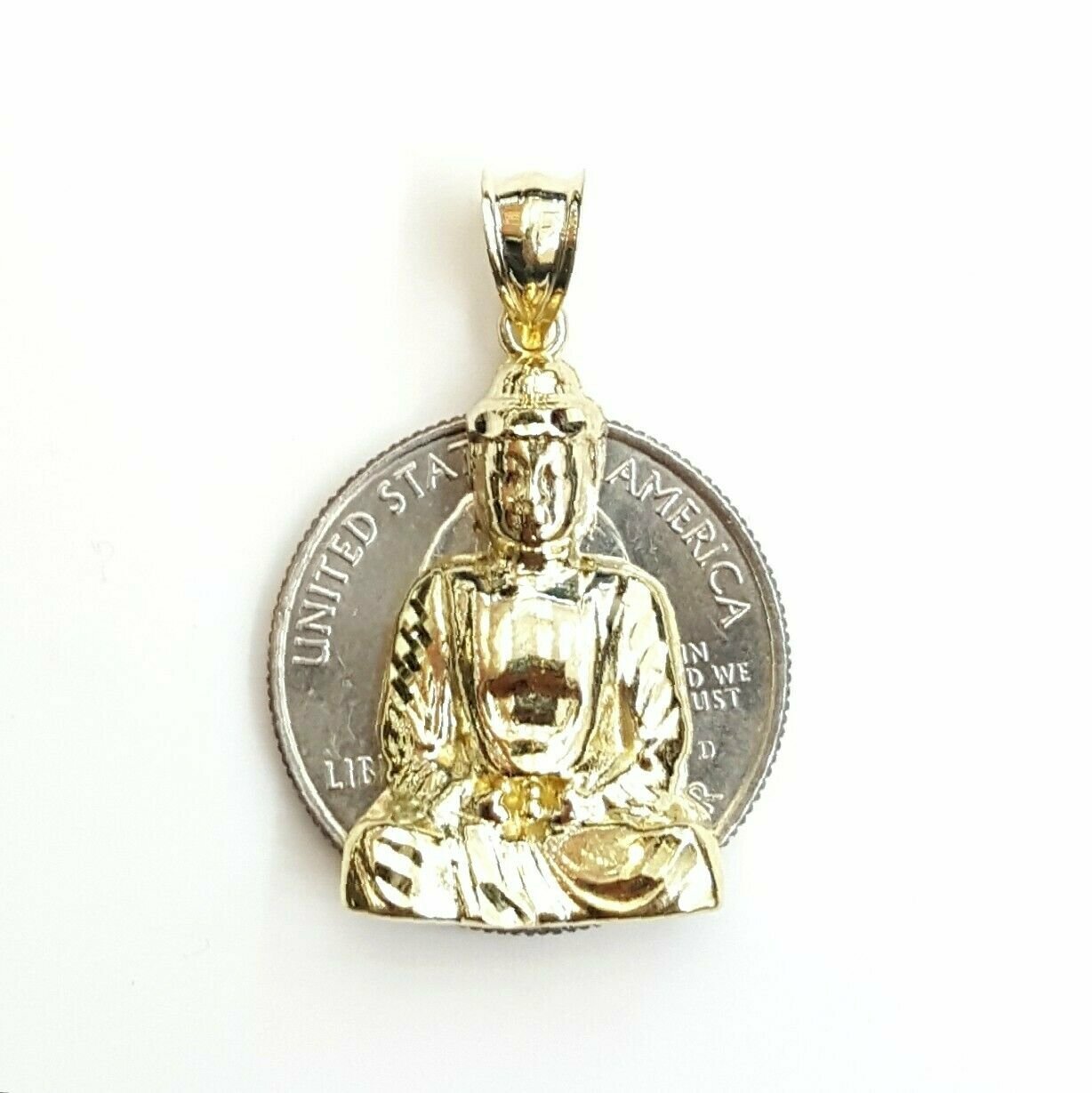 New 10k yellow gold buddha buda buddah pendant charm fine religious ...