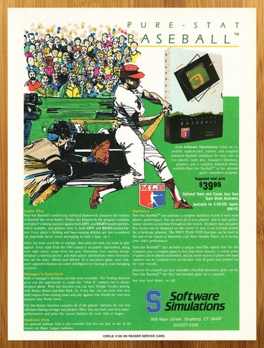 1988 Pure-Stat Baseball Commodore 64/128 Apple IBM Vintage Print Ad ...