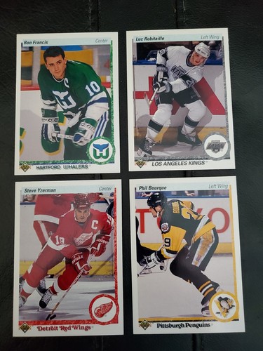 Lot (4) 1990 Upper Deck Hockey Yzerman Ron Francis Luc Robitaille Phil ...