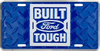 Ford Logo Built Tough Embossed Metal License Plate | Front | United ...