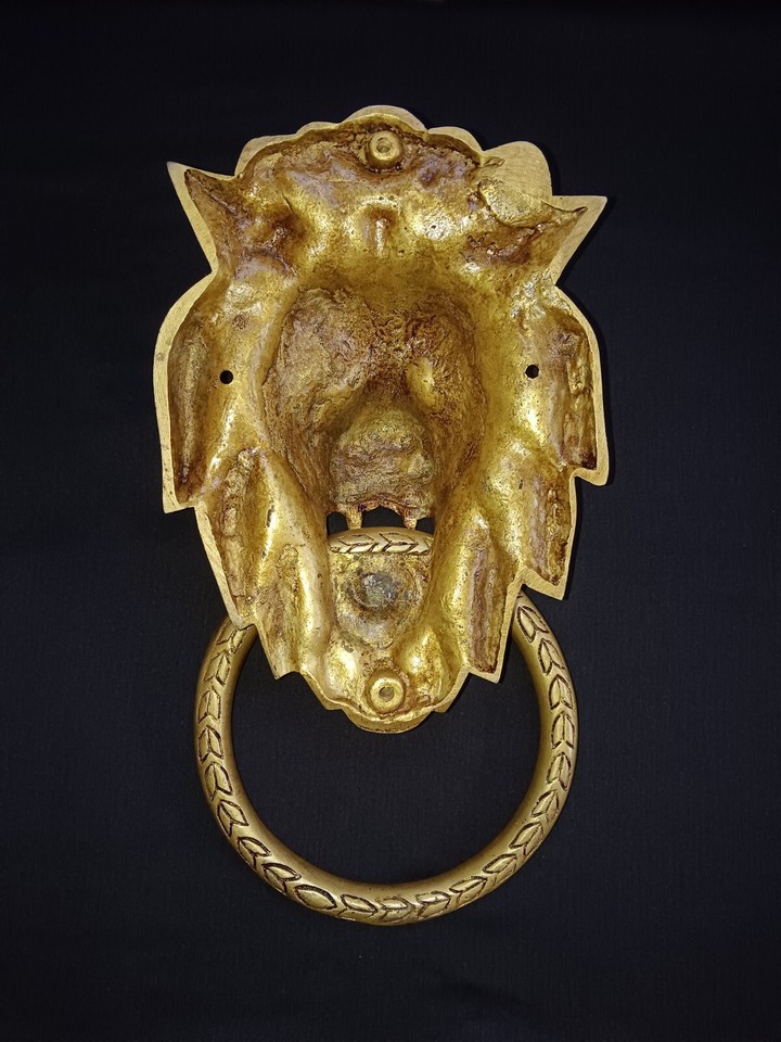13 Inches Lion Head Door Knocker Brass Jungle Beast Heavy Door Bell ...