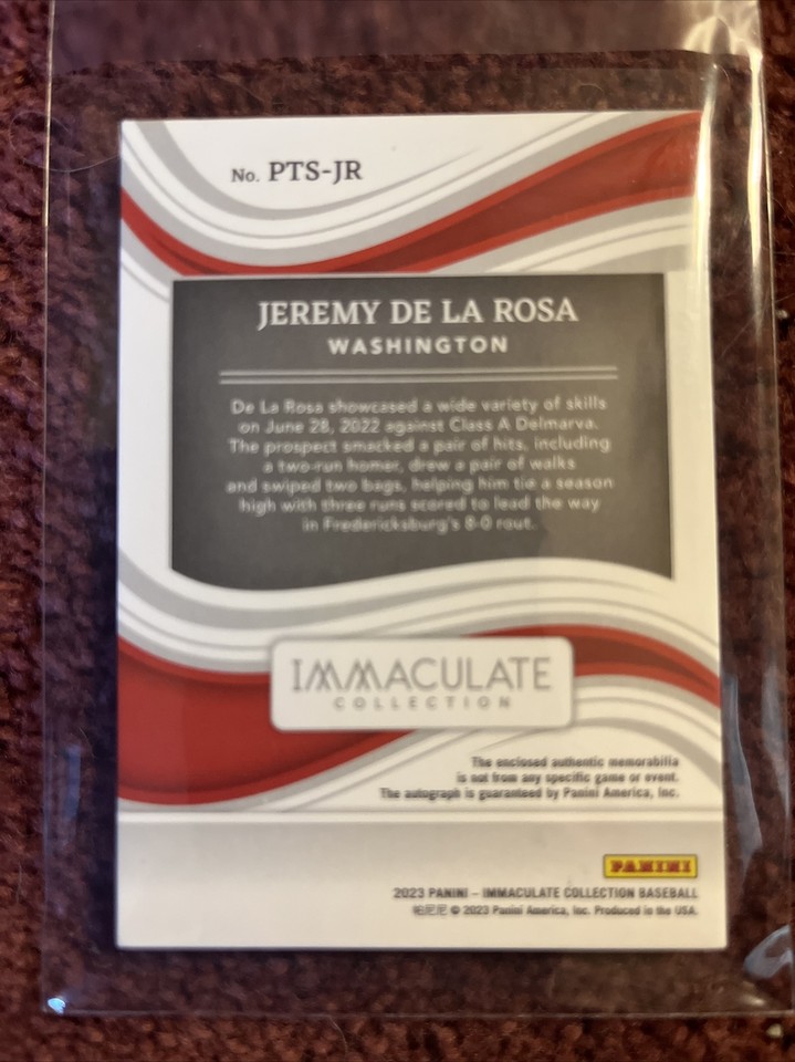 2023 Panini Immaculate Jeremy De La Rosa RC Triple Jersey Auto #d/99 ...