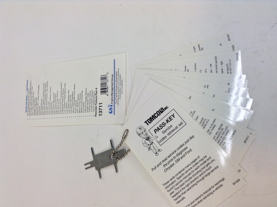 New Tomco Tools Pass-Key Code Retrieval Key Tool GM Ford Chrysler Pre ...