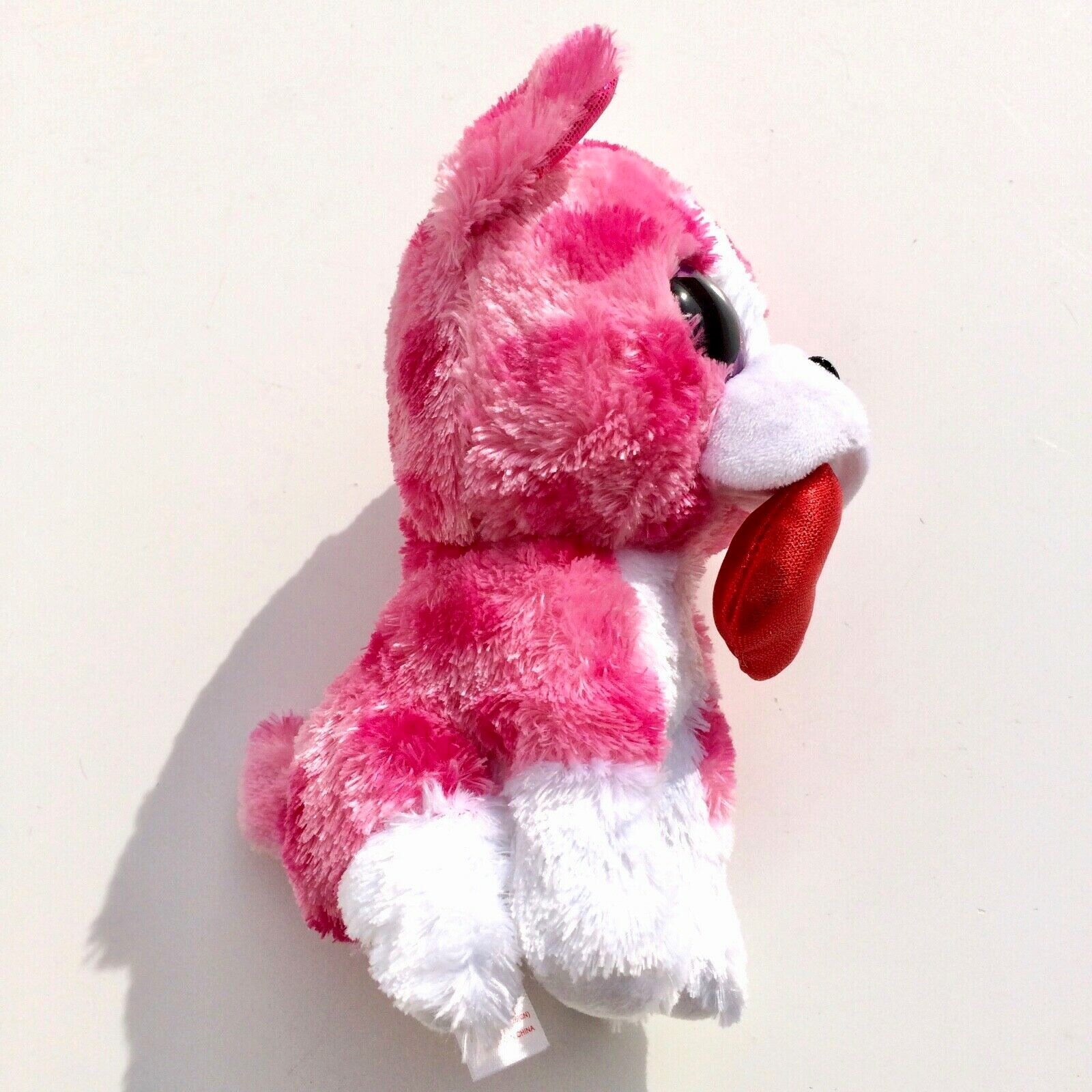TY Beanie Boo Plush toy ROMEO Pink Dog Glitter Eyes heart hot pink ...