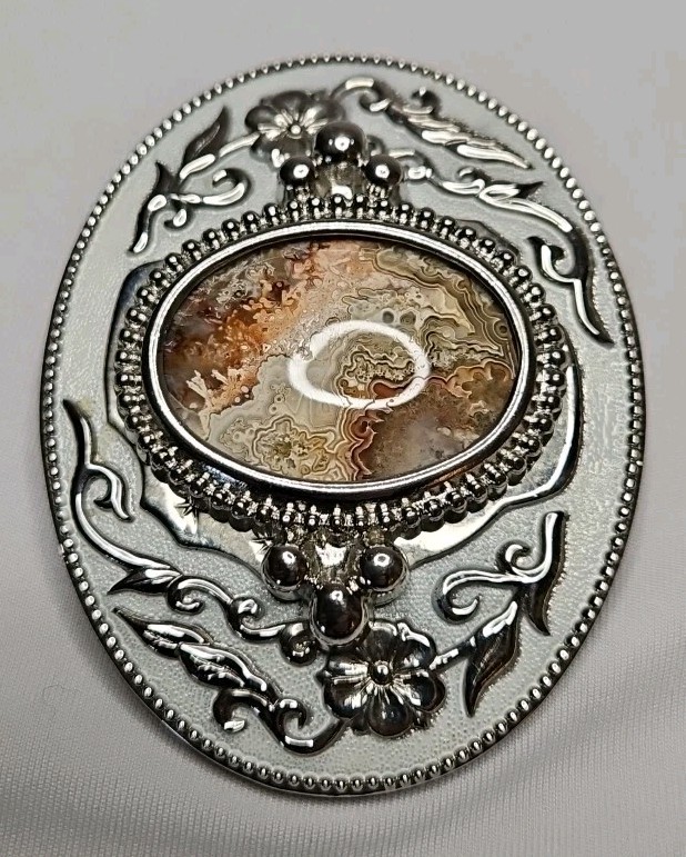 Beautiful Silver Tone Women's Belt Buckle Stone Center Beautiful | eBay