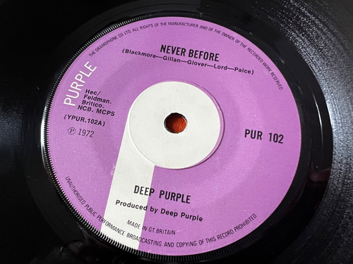 Deep Purple Never Before When A Blind Man Cries 1972 7" Single | eBay