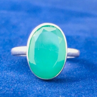 Green onex oval shape stone 92.5 sterling silver handmade Ethnic style ...