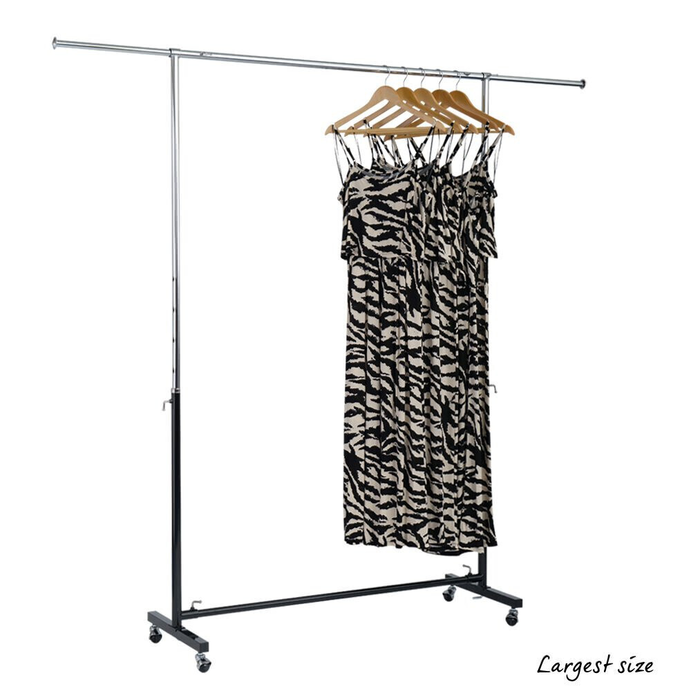 Black & Chrome Mobile Adjustable Clothes Rail Garment Rack with wheels ...