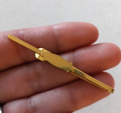 Vintage cMc Tie Clip Slide Bar Pin Gold Filled GF Engravable Shield | eBay
