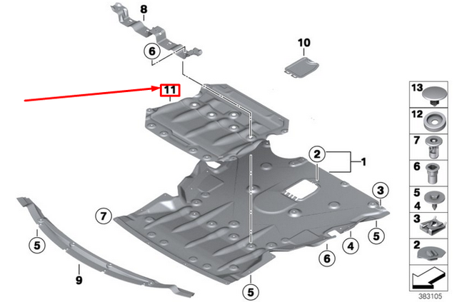 BMW 3 Series F30 Engine Splash Shield Under Tray 2015 on 51717376342 ...
