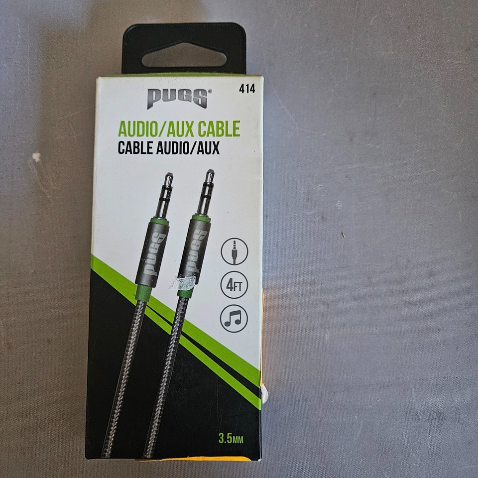 Pugs Audio/Aux Cable 3.5mm Audio Plug 4 Foot Length - Silver- (14041 ...